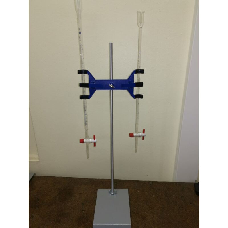 Complete Burette Stand (Base+Retort Rod+Double Burette Clamp) Grey/Bl ...